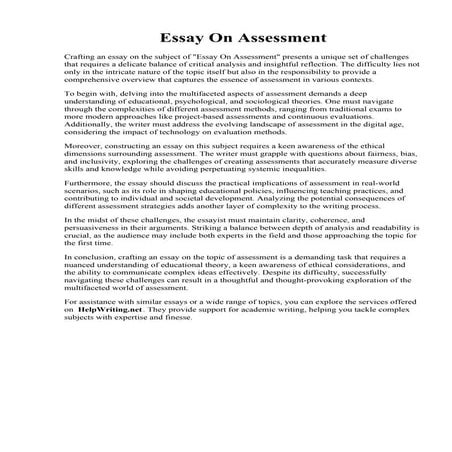 Essay On Assessment. Assessment Essay Sample HQ Printable Documents | PDF