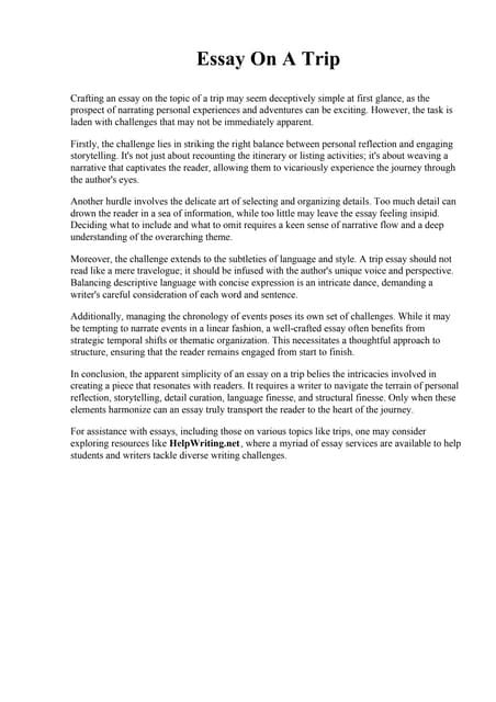 Traveling Essay Sample. Adonis College of Nursing | PDF