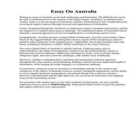 Essay On Australia.pdf | Australia and Oceania Travel | Travel Locations