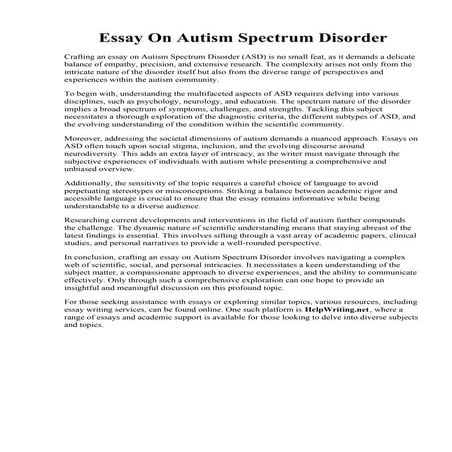 Essay On Autism Spectrum Disorder | PDF | Social Networking | Internet