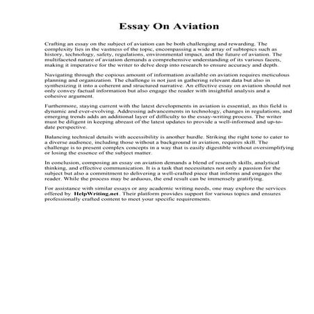 Essay On Aviation. Western Carolina University | PDF