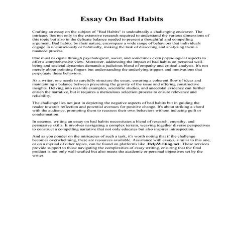 Essay On Bad Habits. Alaska Bible College | PDF