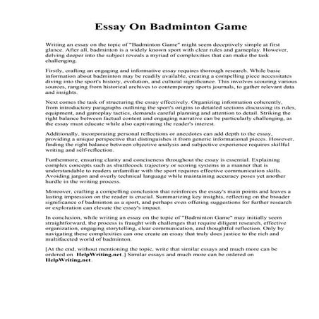 Essay On Badminton Game.pdf