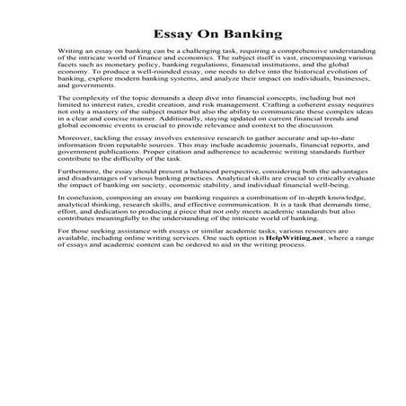 Essay On Banking | PDF | Consumer Banking | Personal Finance