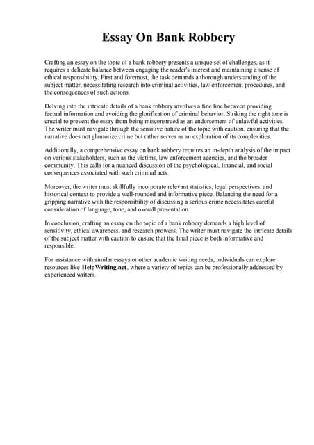 A Bank Robbery Essay | PDF