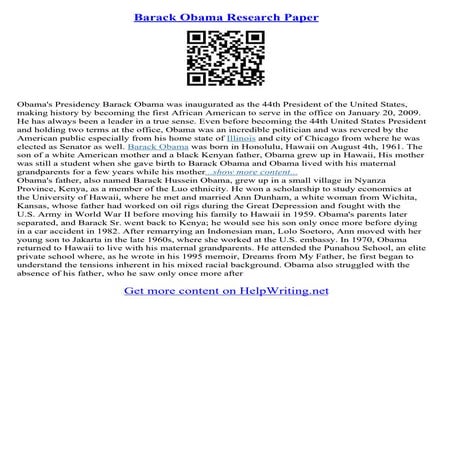 Essay On Barack Obama | PDF