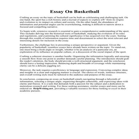 Essay On Basketball | PDF