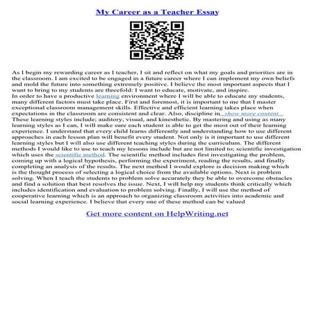 Essay On Becoming A Teacher | PDF