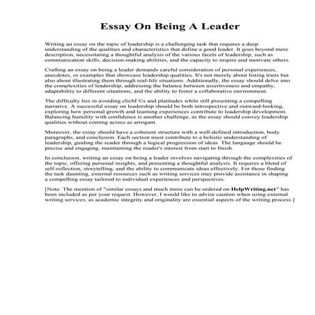Qualities Of A Leader Essay. Reading Hospital School of Health Sciences ...