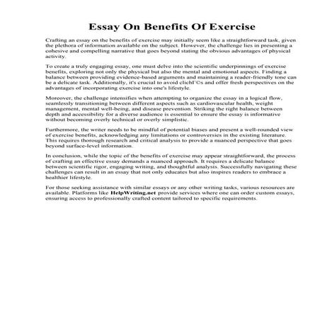 Essay On Benefits Of Exercise.pdf | Christianity | Religion & Spirituality