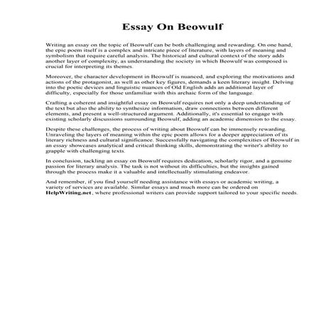 Essay On Beowulf. Missouri University of Science and Technology | PDF
