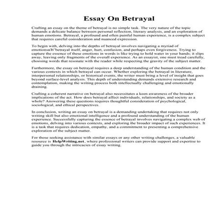 Essay On Betrayal. Betrayal in friendship essay | PDF