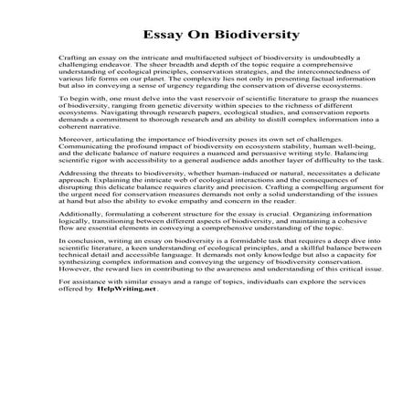 Essay On Biodiversity | PDF