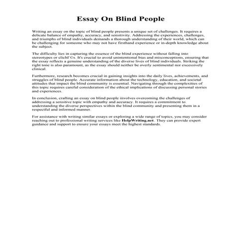 Essay On Blind People | PDF