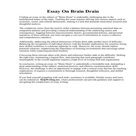 Essay On Brain Drain. Brain Drain Essay Essay on Brain Drain for Students and Children in ... | PDF
