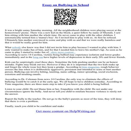 Essay On Bullying | PDF