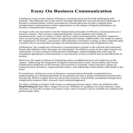 Essay On Business Communication. Chaffey College | PDF