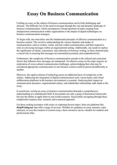 Essay On Communication In The Workplace.pdf | Freelance Writing | Content Production