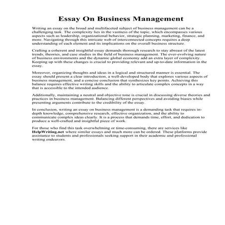Essay On Business Management | PDF