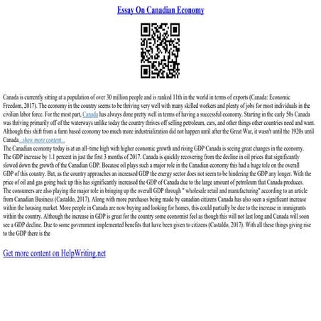 Essay On Canadian Economy | PDF