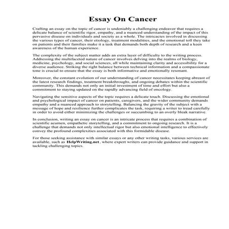 Essay On Cancer | PDF