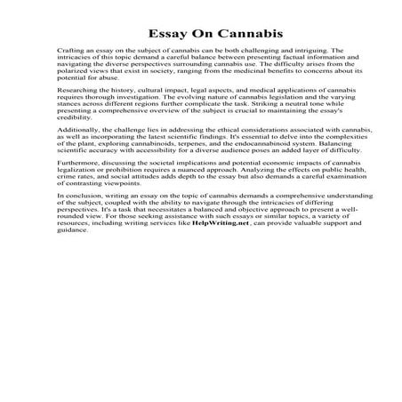 Essay On Cannabis. Legalization of Marijuana Essay Example Topics and ...