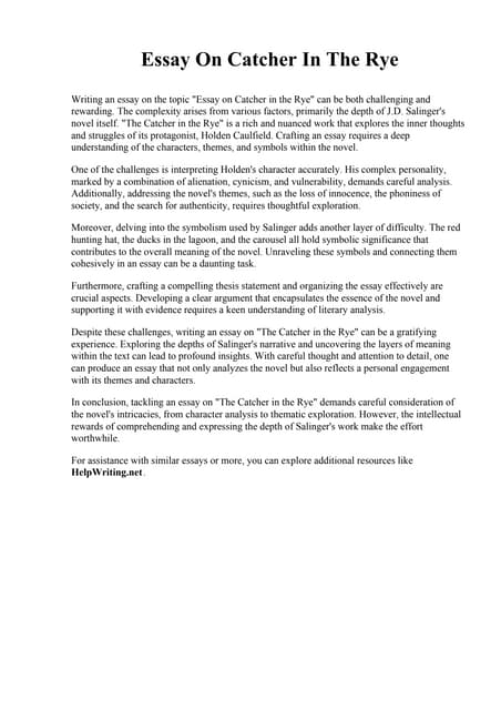Catcher In The Rye Analysis Essay.pdf