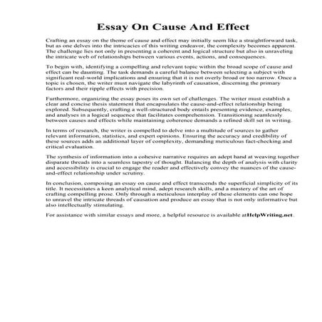 Essay On Cause And Effect | PDF
