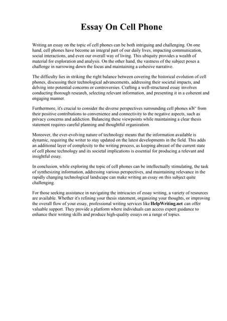 Advantages Of Cell Phones Essay.pdf
