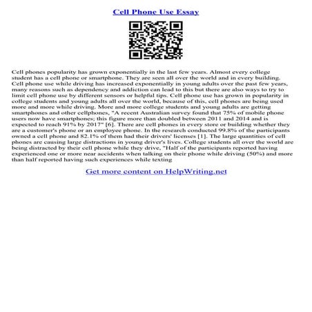Essay On Cell Phones | PDF
