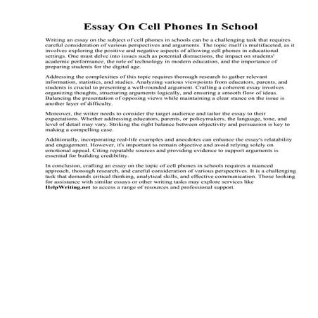 Essay On Cell Phones In School | PDF | Physics | Science