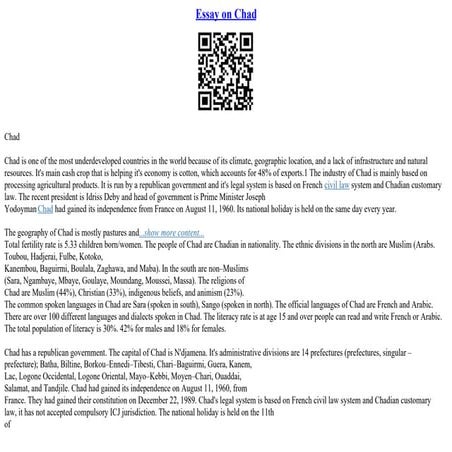 Essay On Chad | PDF