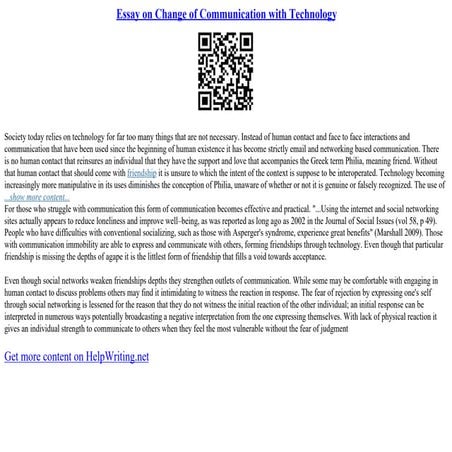 Essay On Change Of Communication With Technology | PPT