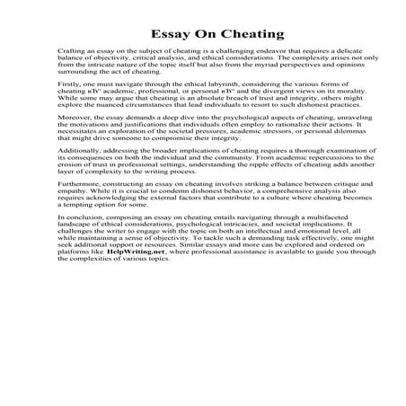 Essay On Cheating. Excellent Cheating Essay Thatsnotus | PDF | Civic ...