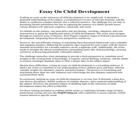 Essay On Child Development | PDF