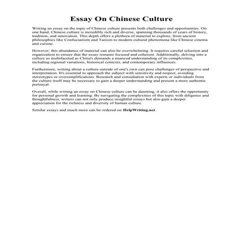 Essay On Chinese Culture | PDF