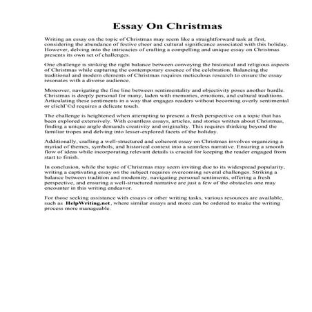 Essay On Christmas. Essay On Christmas Short Essay On Christmas for ...