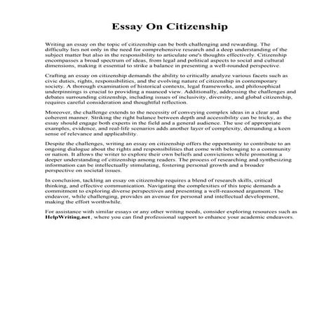Good Citizen Essay | PDF