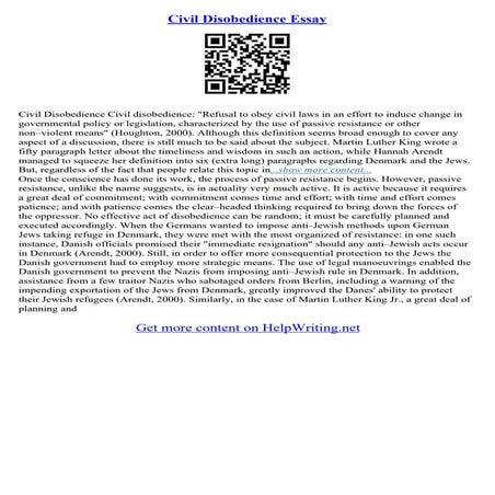 Civil Disobedience Essay | PDF