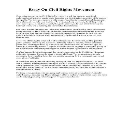 Essay On Civil Rights Movement. Bismarck State College | PDF | Debated ...