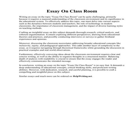 Essay On Class Room. Essay on My Room - YouTube | PDF