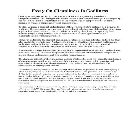 Essay On Cleanliness Is Godliness. Essay on Cleanliness is Next to ...