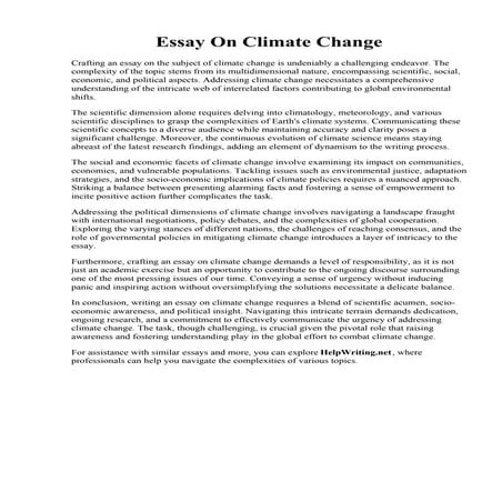 Essay On Climate Change. Climate Change Essay Telegraph | PDF