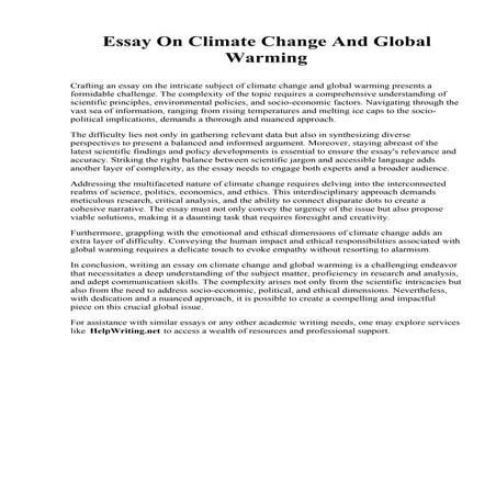 Essay On Climate Change And Global Warming.pdf | Environment | Science