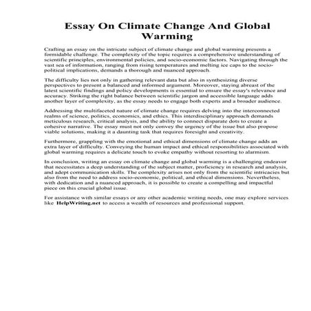 Essay On Climate Change And Global Warming | PDF