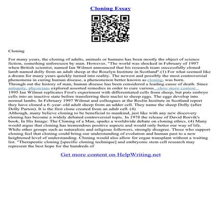 Essay On Cloning | PDF