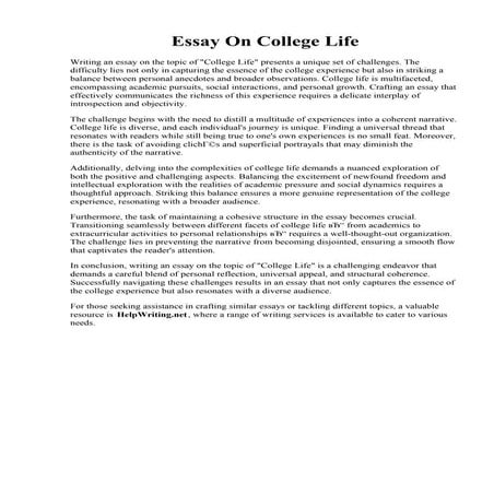 Essay On College Life | PDF