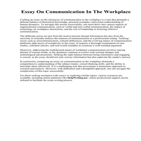 Essay On Communication In The Workplace.pdf | Freelance Writing ...