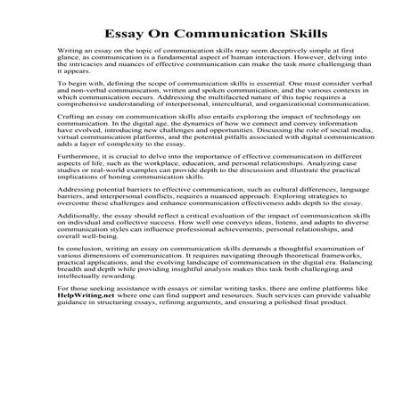 Essay On Communication Skills.pdfEssay On Communication Skills | PDF