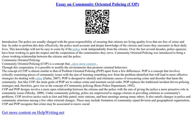 Essay On Community Oriented Policing Cop Ppt